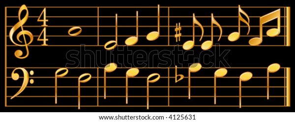 Music Notes Gold On Black Background Stock Vector (Royalty Free ...