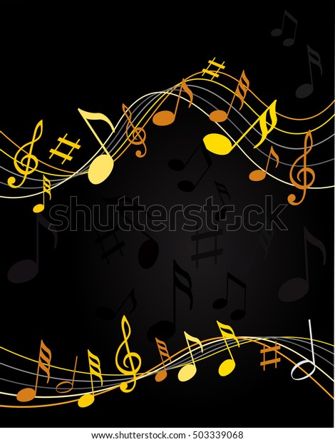 Music Notes Gold On Black Background Stock Vector (Royalty Free ...