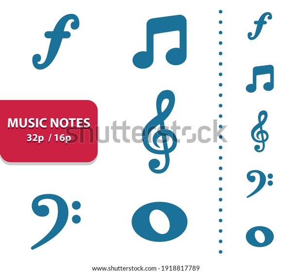 Music Notes Icons Professional Pixel Perfect: เวกเตอร์สต็อก (ปลอดค่า ...