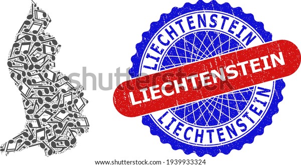 Music Notes Mosaic Liechtenstein Map Bicolor Stock Vector (Royalty Free ...