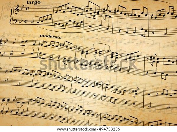 Music Notes On Stave Abstract Old Stock Vector (Royalty Free) 494753236