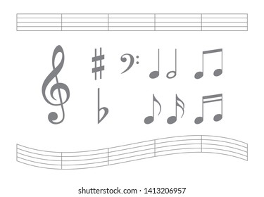 Music Notes Outline Icon Set Stock Vector (Royalty Free) 1413206957 ...