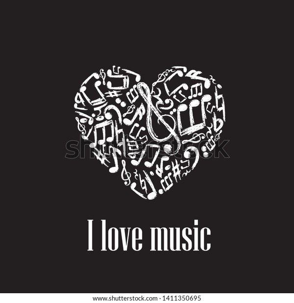 Music Notes Shape Heart Vector Illustration Stock Vector (Royalty Free ...