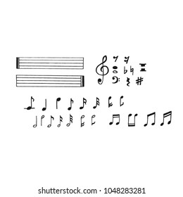 Music Notes Rest Clef Staff Line: เวกเตอร์สต็อก (ปลอดค่าลิขสิทธิ์ ...
