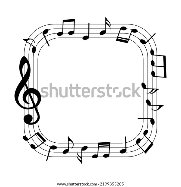 Music Notes Square Frame Musical Border Stock Vector (Royalty Free ...
