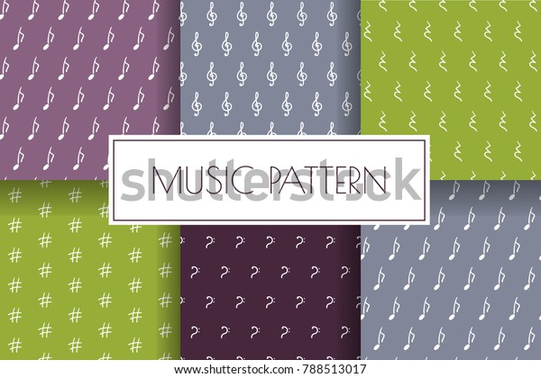 Music Notes Symbols Pattern Set Six Stock Vector (Royalty Free ...