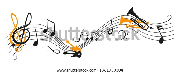 Music Notes Wave Group Musical Notes: vector de stock (libre de ...