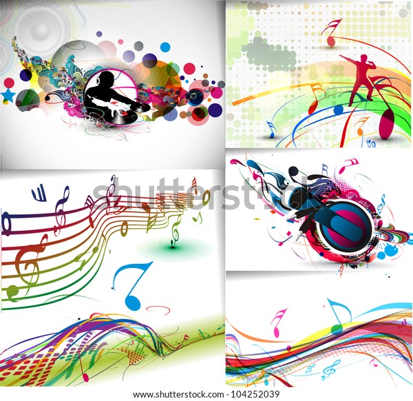 Music Notes Wave Line Design Use Stock Vector (Royalty Free) 104252039 ...