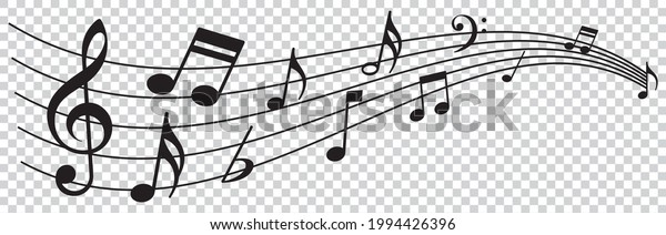 Music Notes Wave Musical Notes On Stock Vector (Royalty Free ...