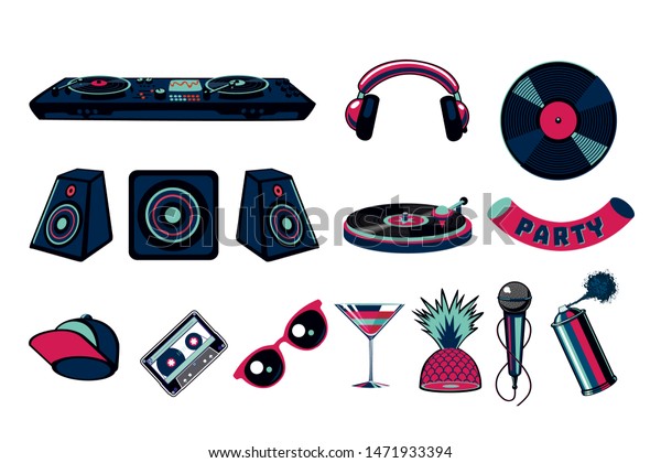 Music Party Vector Icon Set Dance Stock Vector (Royalty Free ...