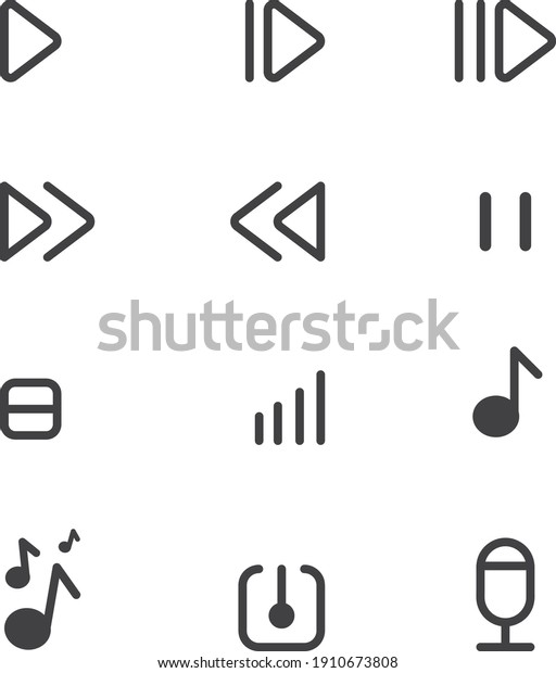 Music Play Button Universal Line Icon Stock Vector (Royalty Free ...