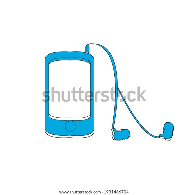 Music Player Icon Blue Device Headphones Stock Vector (Royalty Free ...