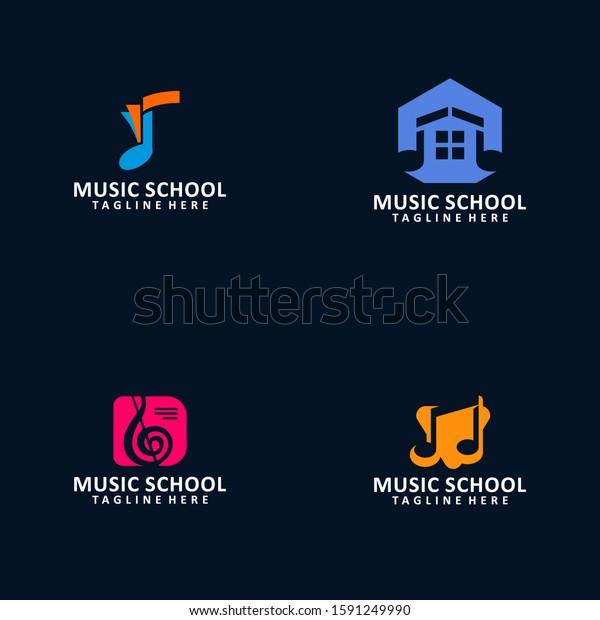 Music School Logo Design Vector Stock Vector (Royalty Free) 1591249990 ...