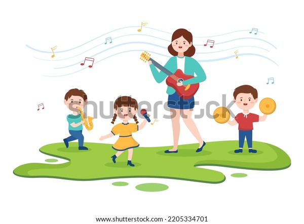 Music School Template Hand Drawn Cartoon Stock Vector (Royalty Free ...
