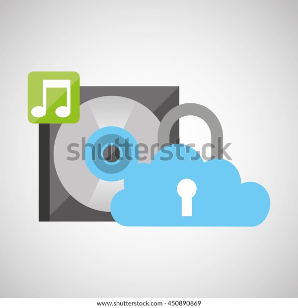 Music Security Cloud Technology Icon Vector Stock Vector (Royalty Free ...
