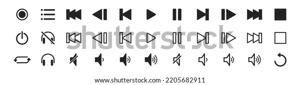 Music Sound Icon Set Music Player Stock Vector (Royalty Free ...