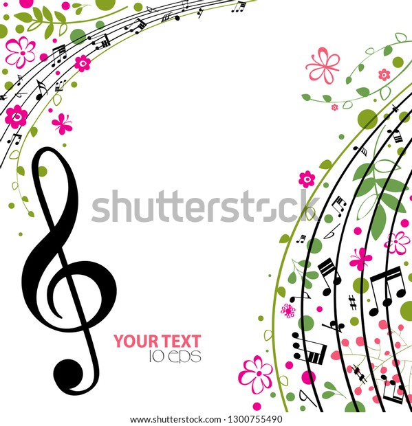 Music Spring Bright Musical Background 스톡 벡터(로열티 프리) 1300755490