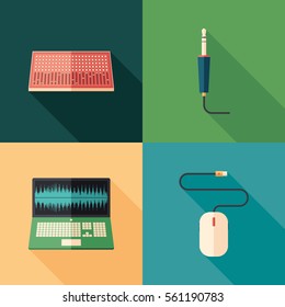 Music Studio Flat Square Icon Set Stock Vector (Royalty Free) 561190783 ...
