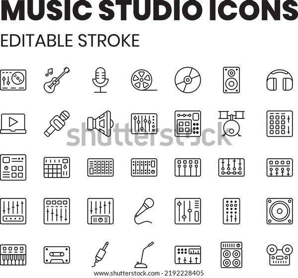 Music Studio Icons Editable Set 35 Stock Vector (Royalty Free ...