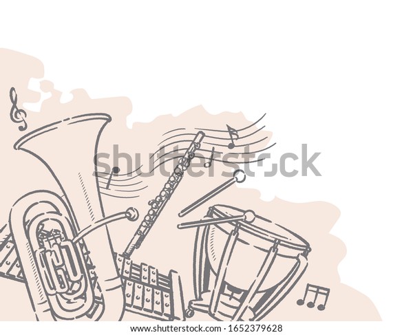 Music Themed Background Orchestra Instruments Vector Stock Vector ...