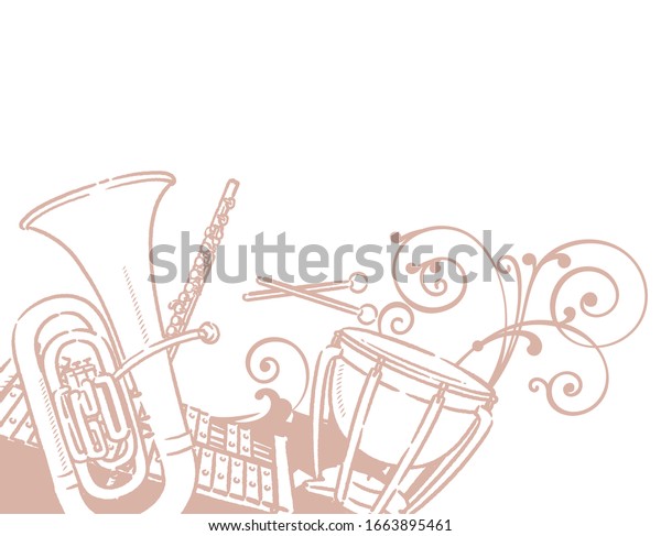 Music Themed Background Orchestra Instruments Vector Stock Vector ...