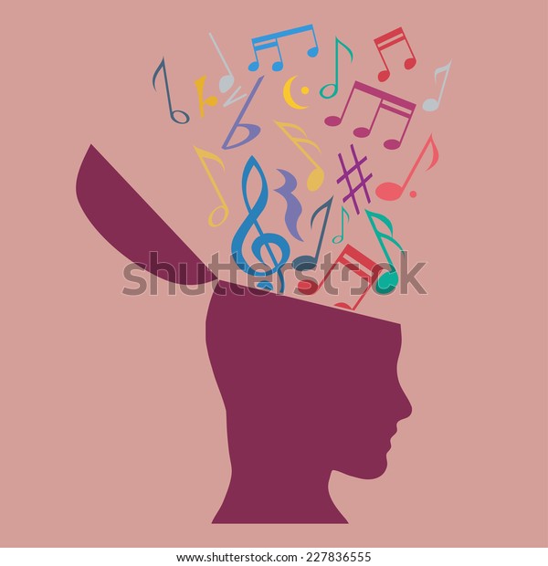 Music Therapy Concept Musical Notes Head Stock Vector (Royalty Free ...