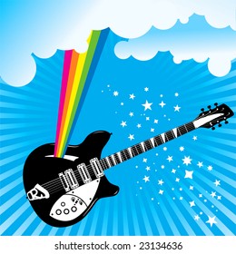 Music Vector Background Guitar Rainbow Stock Vector (Royalty Free ...