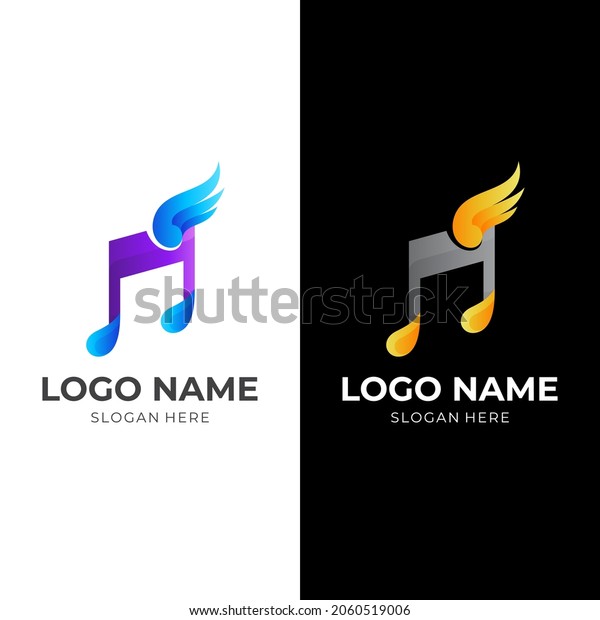 Music Wing Logo Template Music Note Stock Vector (Royalty Free ...