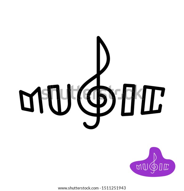 Music Word Logo Treble Clef Center Stock Vector (Royalty Free ...