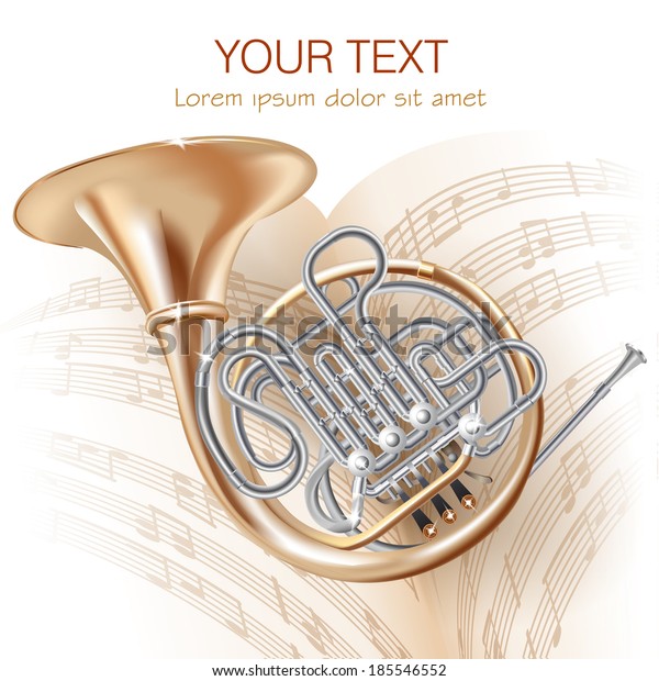 Musical Background Series Classical French Horn Stock Vector (Royalty ...