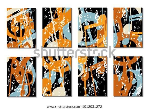 Musical Backgrounds Posters Set 8 Editable Stock Vector (Royalty Free ...