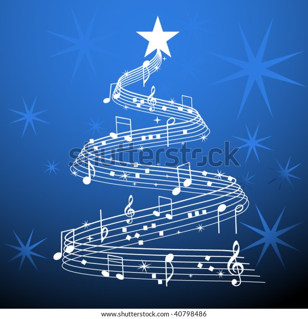 Musical Christmas Tree Stock Vector (Royalty Free) 40798486