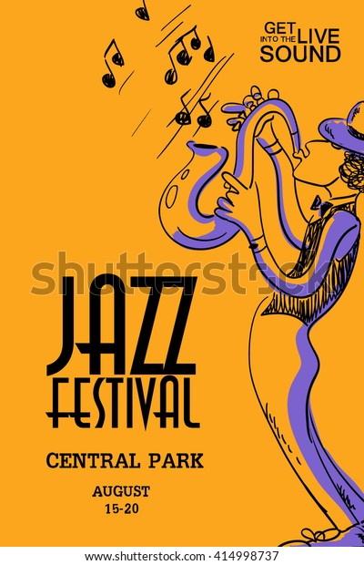 Musical Creative Poster Saxophone Player Jazz Stock Vector (Royalty ...