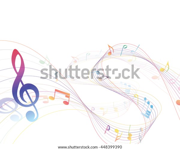 Musical Design Elements From Music Staff With Treble Clef And Notes in ...