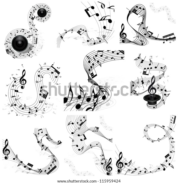 Musical Design Elements Set Music Staff Stock Vector (Royalty Free ...