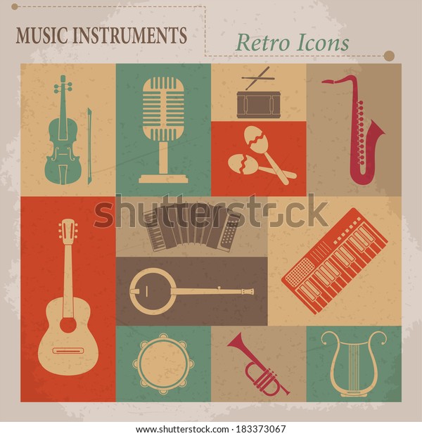 Musical Equipment Retro Vector Icons Stock Vector (Royalty Free ...