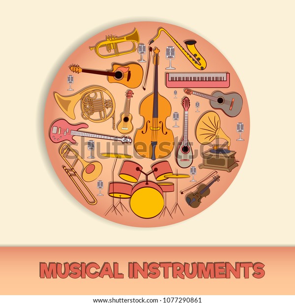 Musical Instruments Circle On Light Background Stock Vector (Royalty ...