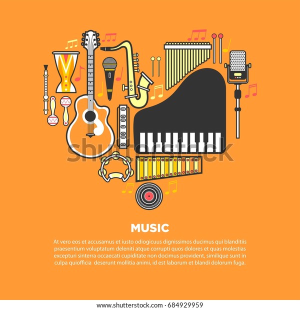 Musical Instruments Formed Heart Isolated Illustration Stock Vector ...
