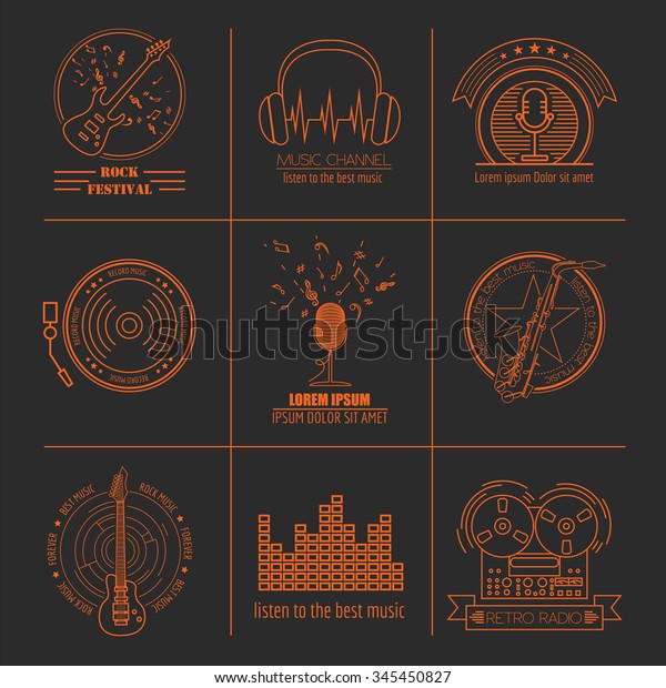 Musical Instruments Logos Badges Graphic Template Stock Vector (Royalty ...