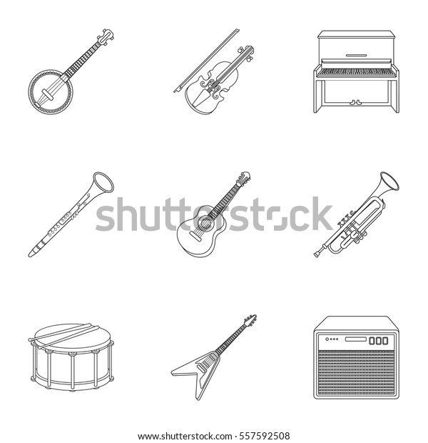 Musical Instruments Set Icons Outline Style Stock Vector (Royalty Free ...