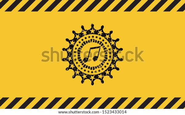 Musical Note Icon Grunge Warning Sign Stock Vector (Royalty Free ...