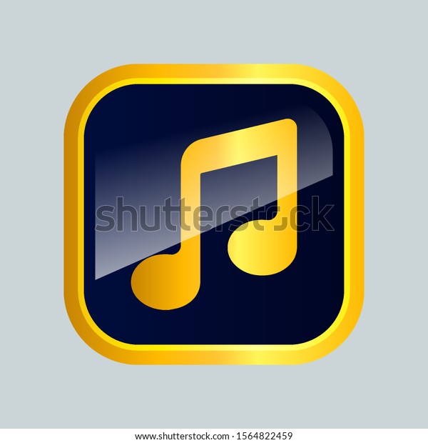 Musical Note Icon On Gold Blue Stock Vector (Royalty Free) 1564822459 ...
