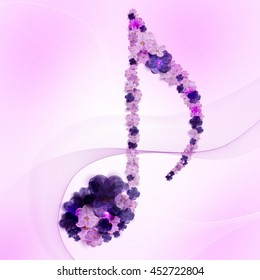 Musical Note Made Flowers Lilac Background Stock Vector (Royalty Free ...