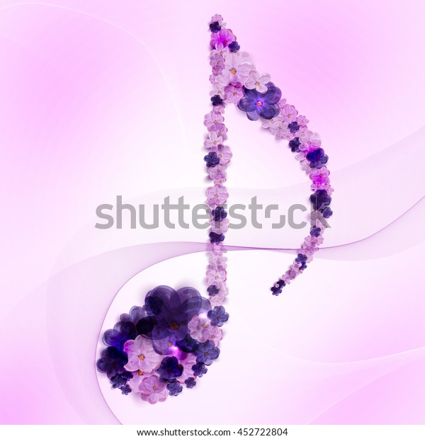 Musical Note Made Flowers Lilac Background Stock Vector (Royalty Free ...