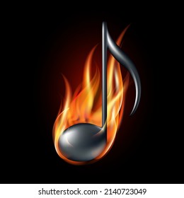 Musical Note Silhouette Fire Flames Flaming Stock Vector (Royalty Free ...
