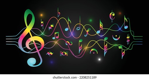 Musical Notes Background Full Color Stock Vector (Royalty Free ...