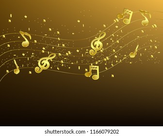 Musical Background Flowing Golden Notes Stock Vector (Royalty Free ...