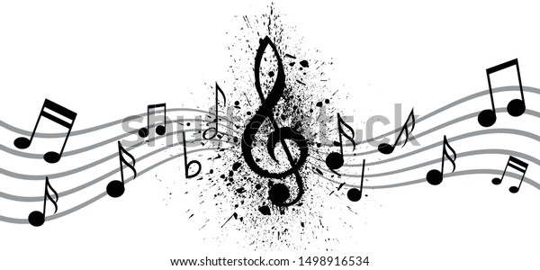 Musical Notes Line Symbol Icon Staff Stock Vector (Royalty Free ...