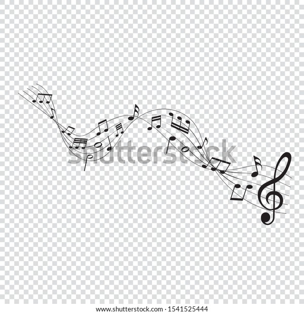 Musical Notes Melody On Transparent Background Stock Vector (Royalty ...