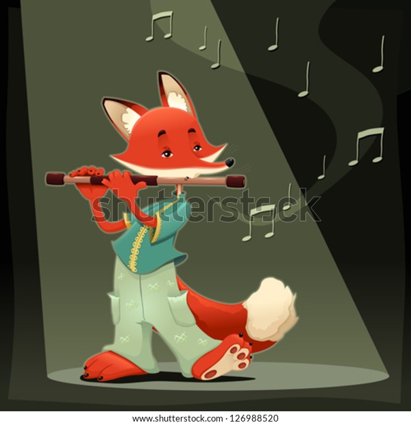 Musician Fox Funny Cartoon Vector Illustration Stock Vector (Royalty ...